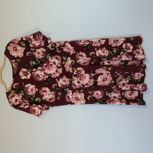 Joe Boxer | Dresses | Plus Size Maroon Floral Joe Boxer Dress | Poshmark